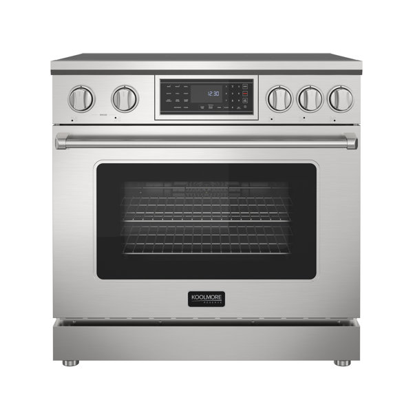 KoolMore 36" Professional Induction Oven Range With 11 Kw Polished Glass Ceramic Cooktop, 7.8 Kw ...